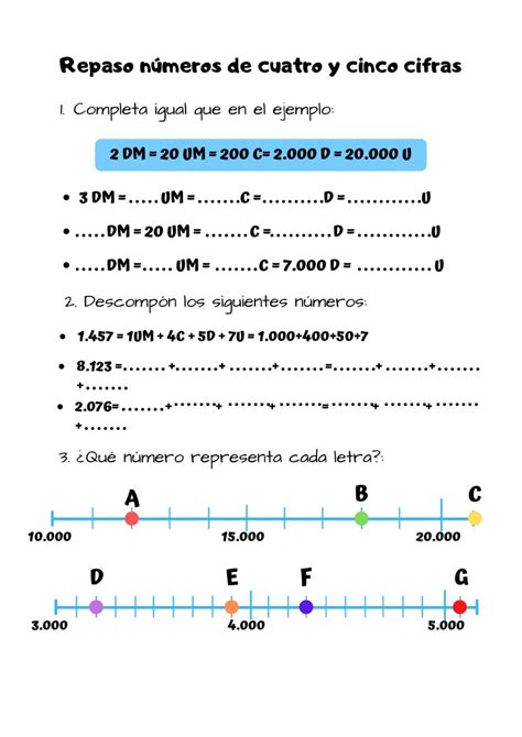 Ejercicio interactivo de Números de cuatro y cinco cifras Worksheets
