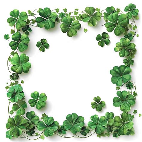 Premium Photo Four Leaf Clover Border Frame With White Background