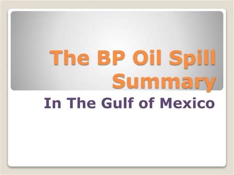 Deepwater Horizon Oil Spill Ppt