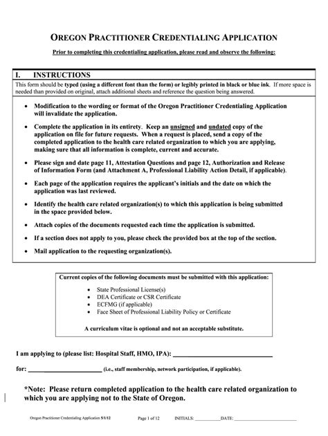 Oregon Practitioner Credentialing Application Fill Out And Sign Online