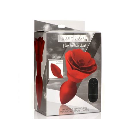 Booty Sparks 28x Silicone Vibrating Rose Anal Plug W Remote Large