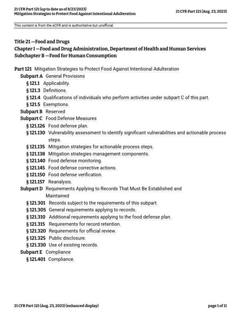 21 Cfr Part 121 Fda Food Defence Pdf Vulnerability Computing