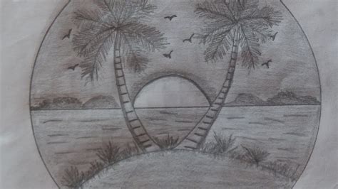 How To Draw Sunset Scenery Sketch Step By Step Easy Way To Draw