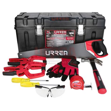 JUEGO COMBINADO DE HERRAMIENTA PARA CARPINTERO PIEZAS CON CAJA PLÁSTICA URREA JC