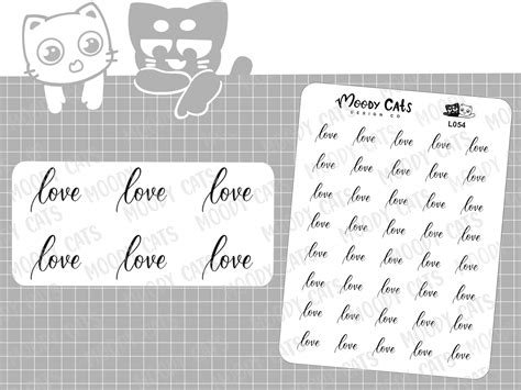 Love Script Stickers Moody Cats Design Co