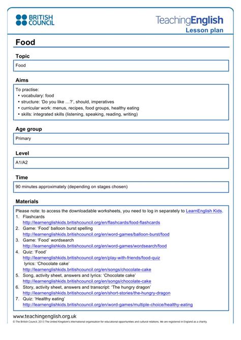 British Council Lesson Plan Template Clase De Ingl S Ingles