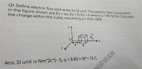 Q1 Define Electric Flux And Write Its SI Unit The Electric Field Compon