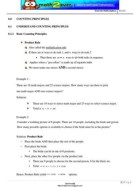 Ba202 Chapter 6 Counting Principles Pdf Permutation Discrete