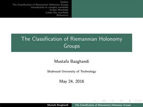 Pdf The Classification Of Riemannian Holonomy Groups