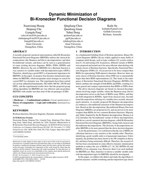 Pdf Dynamic Minimization Of Bi Kronecker Functional Decision Diagrams