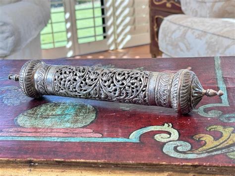 At Auction Judaica Silver Megillah Scroll Case