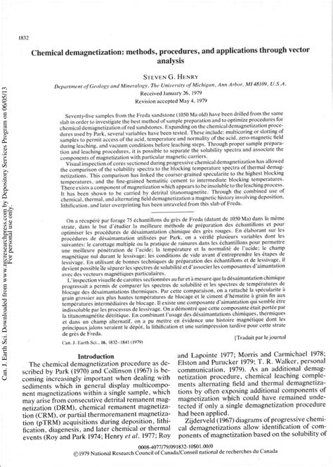 Pdf Chemical Demagnetization Methods Procedures And Applications