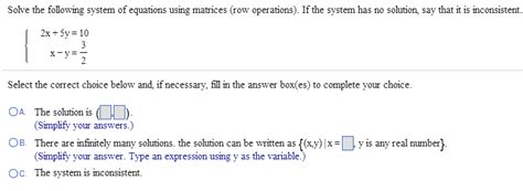 Solved Solve The Following System Of Equations Using Chegg