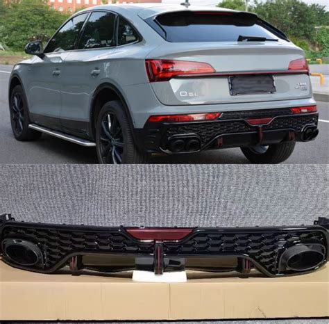 Difusor De Parachoques Trasero Y Terminales De Escape Abs Negro Para Audi Q5 Sportback 2021 2022 Png