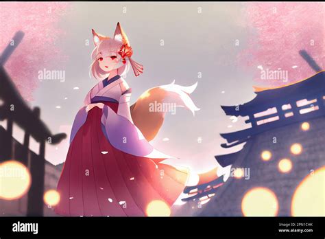 White Nine Tailed Kitsune