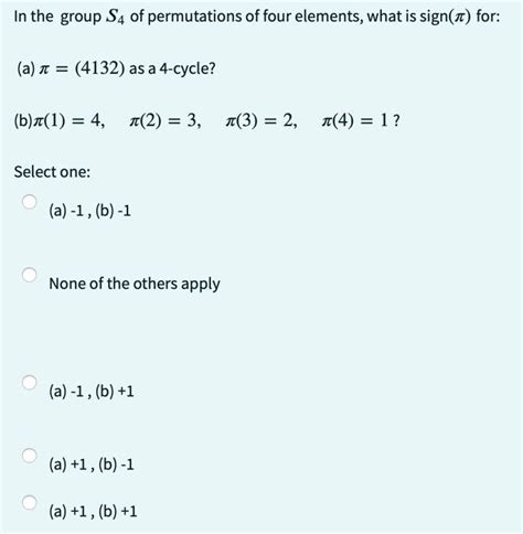 solved in the group s4 of permutations of four elements