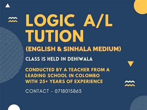 Logic A L Classes English And Sinhala Logic A L Arts Local
