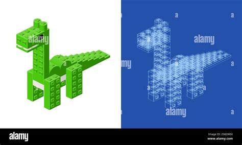 Dinosaur Blueprint Project Idea And Implementation Vector Illustration Stock Vector Image And Art