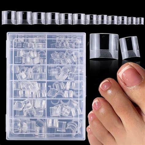 Addfavor Toe Nail Tips 600pcs Gel Toe Nail Tips Clear Fake Toenails