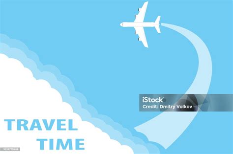 비행기로 여행 하는 개념 푸른 하늘에 구름에서 비행 비행기 가상현실에 대한 스톡 벡터 아트 및 기타 이미지 가상현실 개념 관광 Istock