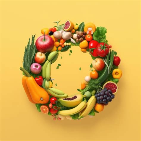 Premium Photo 3d Vegetables And Fruits Inside A Circle