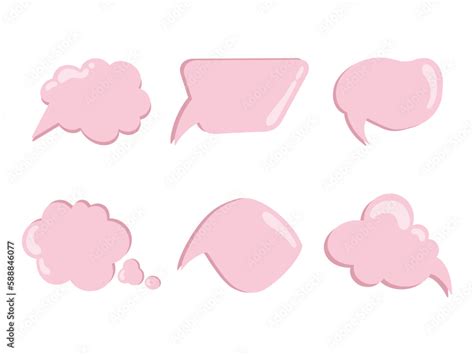 Set Of Pink Message Clouds Pop Up Message Bubbles Set Of Isolated Vector Message Clouds Cute