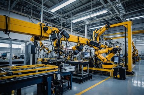 Factory Automation Robotics And Realtime Production Monitoring Premium Ai Generated Image