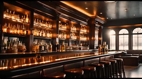 Elegant Bar Interior With Shelves Of Bottles And Cozy Seating Stock Video Video Of Comfortable