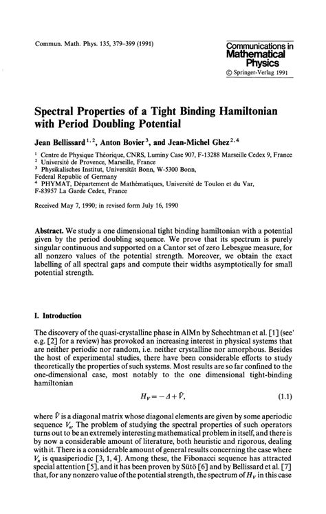 Pdf Spectral Properties Of A Tight Binding Hamiltonian With Period