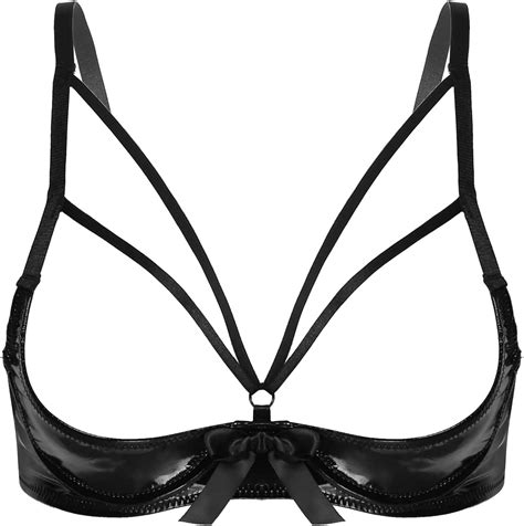 TiaoBug Damen Büstenhebe Wetlook Büstenhalter Ouvert Dessous BH Bra