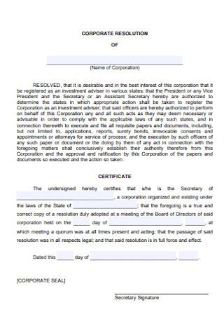 26 Free Corporate Resolution Form Samples To Download