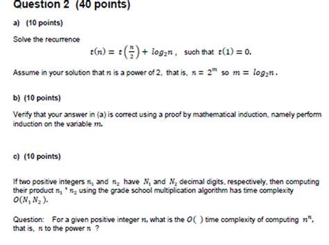Solved Question 2 40 ﻿pointsa 10 ﻿pointssolve The
