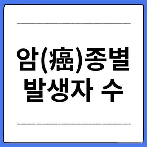 한국인 암 발생 순위 암종별 발생 현황 암 발병률 통계통계로 보는 암