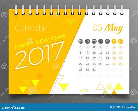 Май 2017 Календарь 2017 иллюстрация вектора иллюстрации насчитывающей