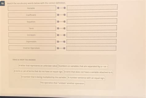 Solved Match The Vocabulary Words Below With The Correct Definition