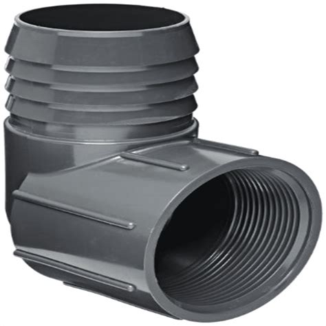 Spears Series PVC Tube Fitting Degree Elbow Schedule Gray Barbed X NPT