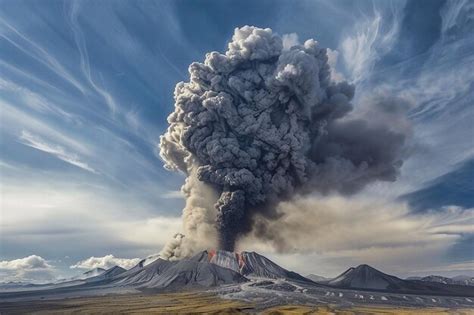 Premium Photo Volcano Eruption With Ash And Smoke In The Sky