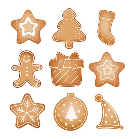 Christmas Gingerbread Cookies Set Isolated On White Background