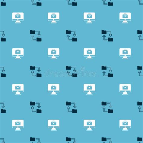 Set Cloud Storage Document Folder And Online Working On Seamless Pattern Vector Stock Vector