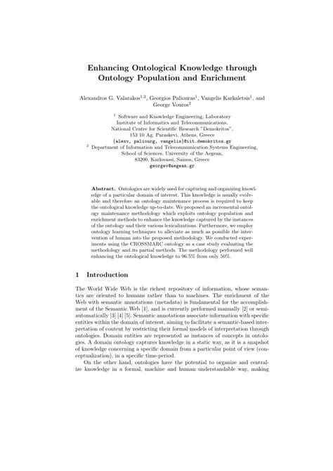 Pdf Enhancing Ontological Knowledge Through Ontology Population And Enrichment