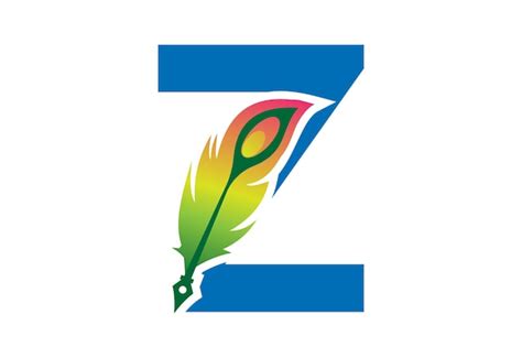 Premium Vector Vector Drawn Feather Pen With Latter Z Template