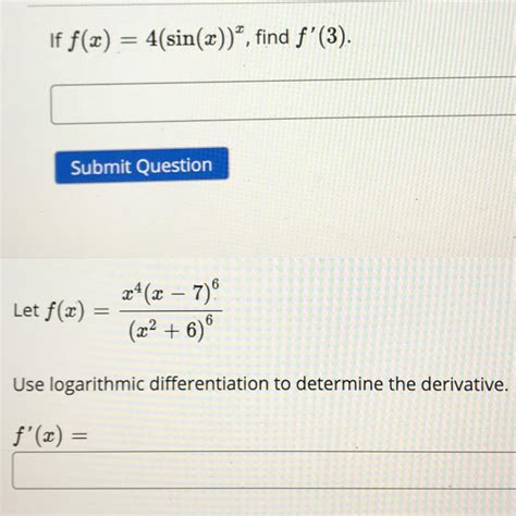 Solved If F X 4 Sin X Find F 3 Submit Question Let Chegg Com
