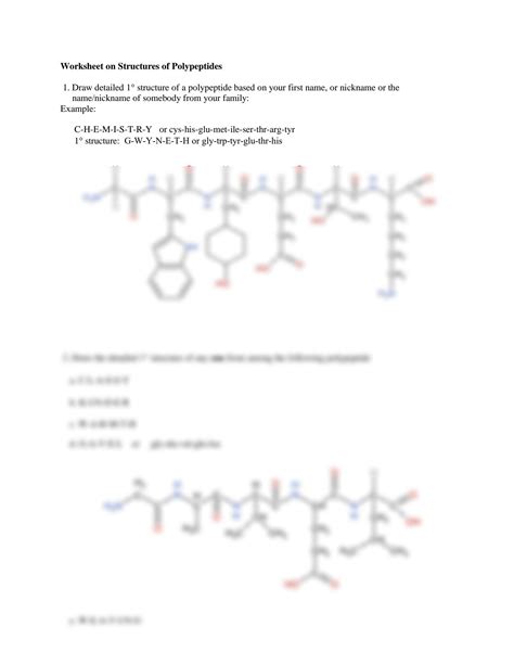 Solution Worksheet On Polypeptide Structures Studypool