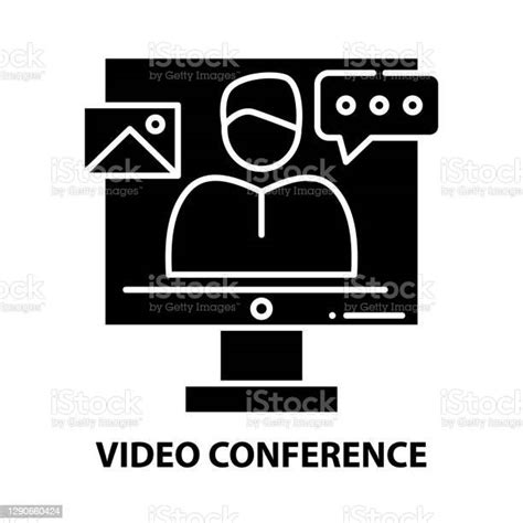 화상 회의 아이콘 편집 가능한 스트로크가있는 검은 색 벡터 기호 개념 일러스트 가상현실에 대한 스톡 벡터 아트 및 기타 이미지