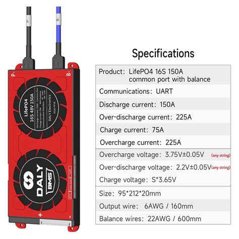 Daly 16s 48v 150a Bms With Bluetooth And Ntc Sensor For Lifepo4 Solar