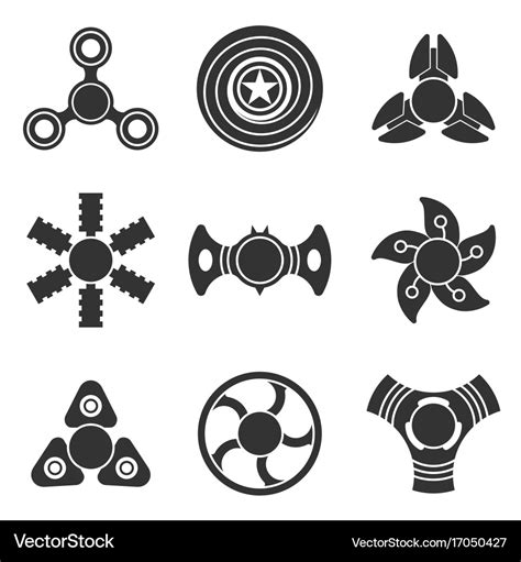 Hand Fidget Spinner Extra Shape Icon Set Vector Image