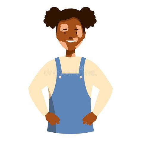 Confident Young Girl With Vitiligo Smiling And Posing With Hands On