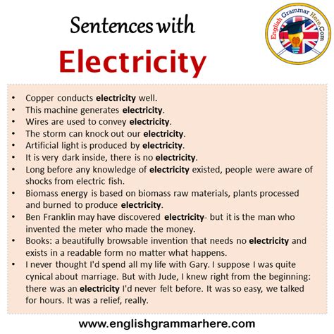 Sentences With Electricity Electricity In A Sentence In English