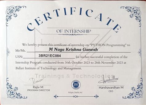 M Naga Krishna Ganesh On Linkedin Python Certification Continuouslearning