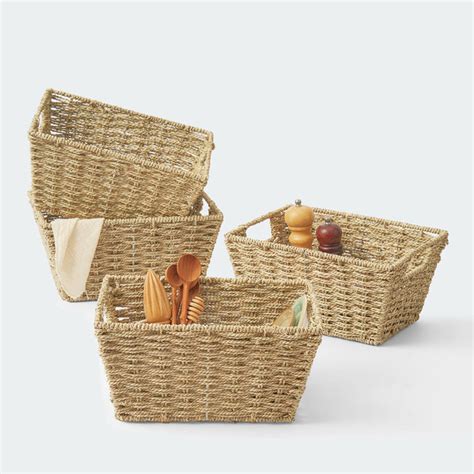 Twisted Rectangular Seagrass Wicker Storage Basket Set Artera Home